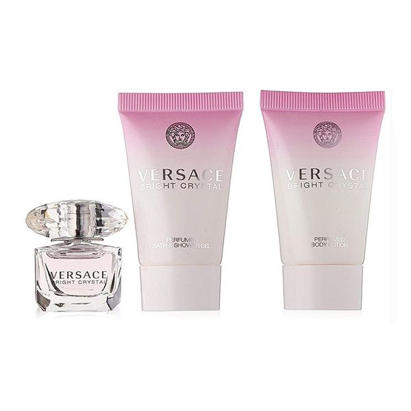 Set Nước Hoa Nữ Versace Bright Crystal Mini Gift Set 3 Món (Bright Crystal EDT 5ml + Dưỡng Thể ...