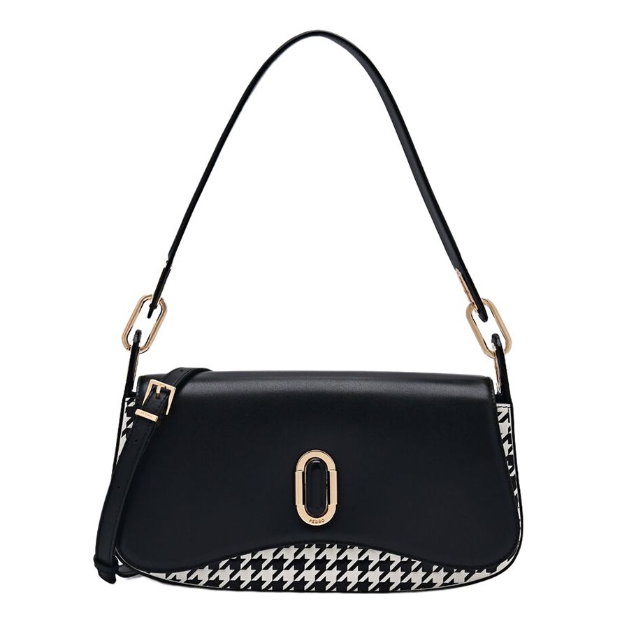 Túi Đeo Vai Nữ Pedro Studio Rift Leather Shoulder Bag Black PW2-76390084-1 Màu Đen