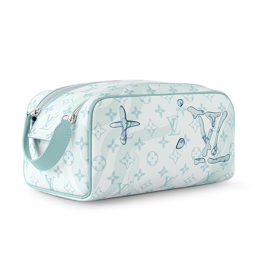 Túi Cầm Tay Louis Vuitton LV Dopp Kit M82337 Màu Xanh Trắng
