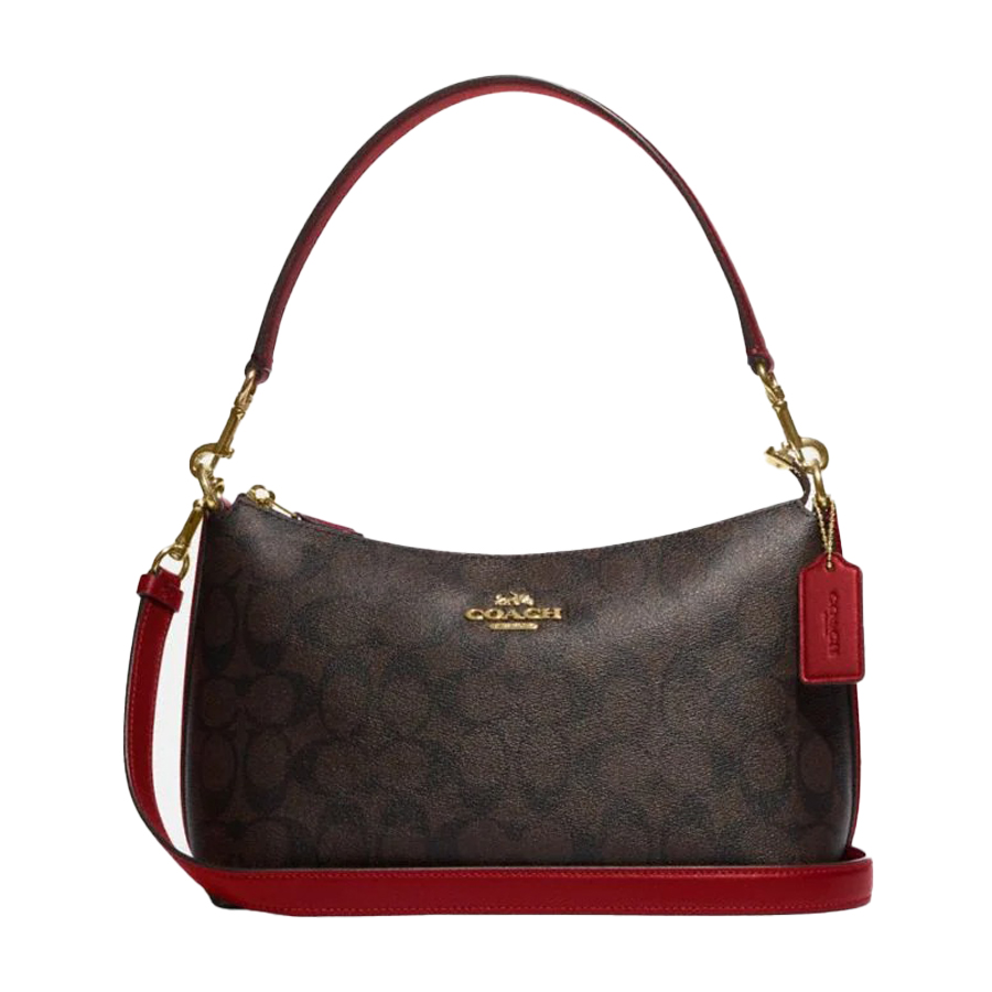 Túi Đeo Chéo Coach Clara Shoulder Bag In Signature Canvas CF377 Màu Nâu Đỏ