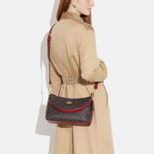 Túi Đeo Chéo Coach Clara Shoulder Bag In Signature Canvas CF377 Màu Nâu Đỏ