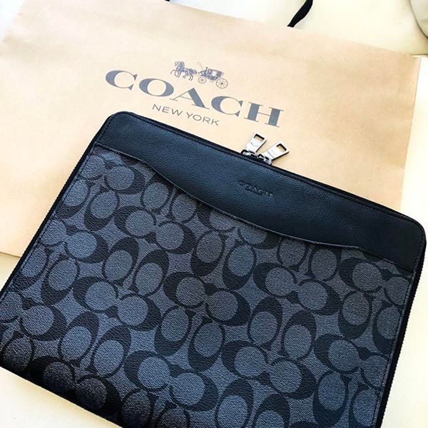 Túi Cầm Tay Nam Coach Tablet Case Signature Leather Coated Canvas Black ...