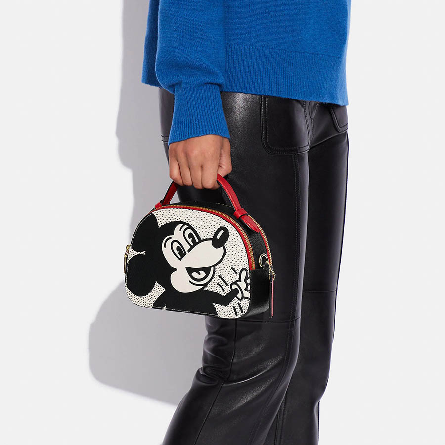 Túi Xách Coach Disney Mickey Mouse x Keith Haring Serena Satchel C7234 Màu Trắng Đen