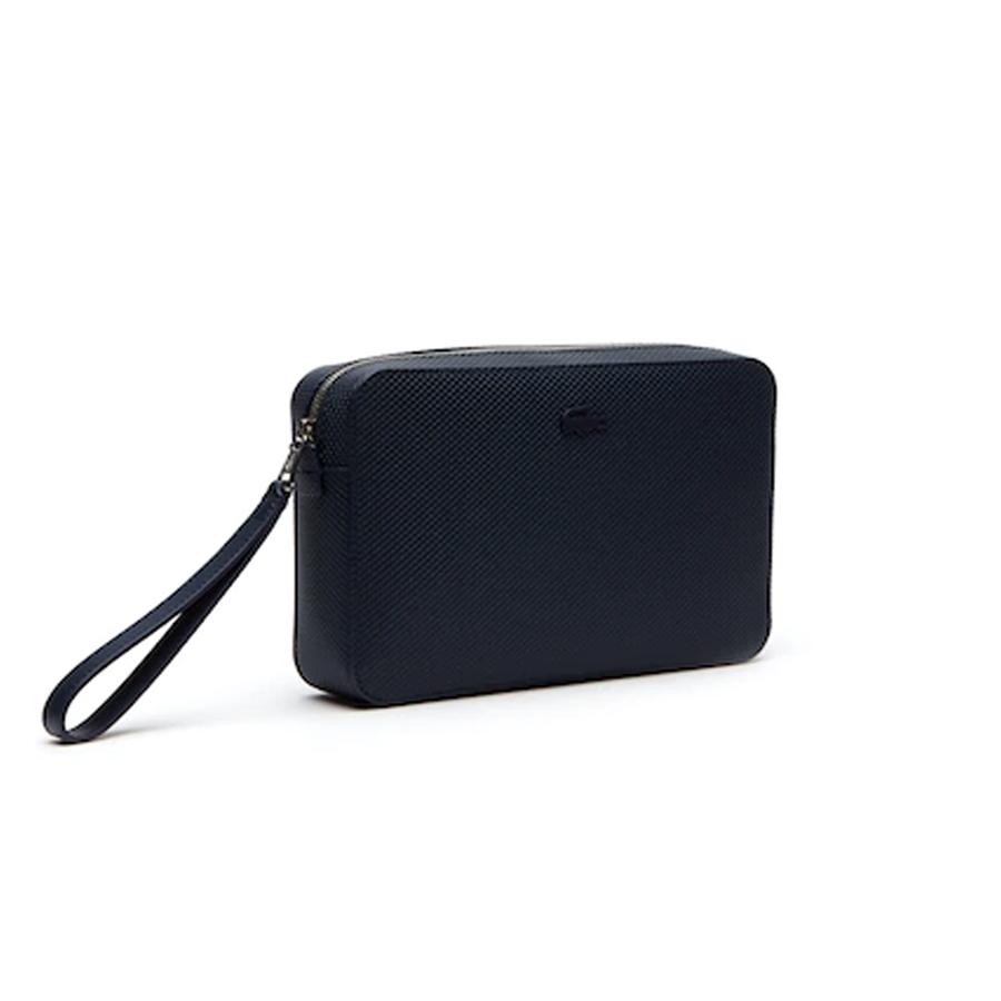 Túi Lacoste Men's Chantaco Piqué Leather Zip Pouch Navy