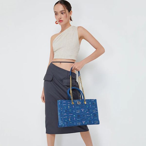 Túi Tote Nữ Lyn Remi L Tote Bags LL23CBF139 Màu Xanh Denim